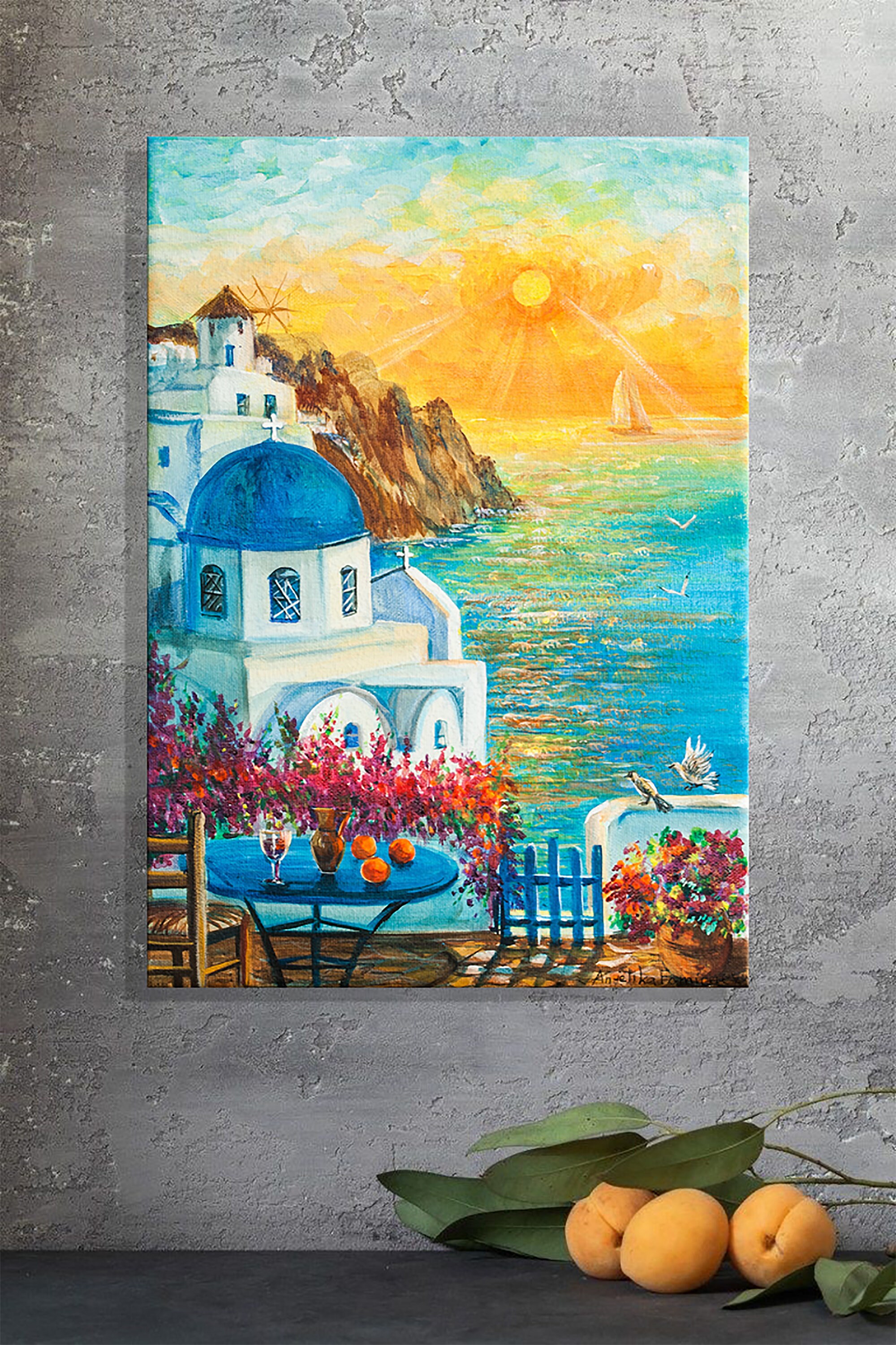 Original Santorini Oil Painting: Greece Seascape Art (10x14) - Etsy