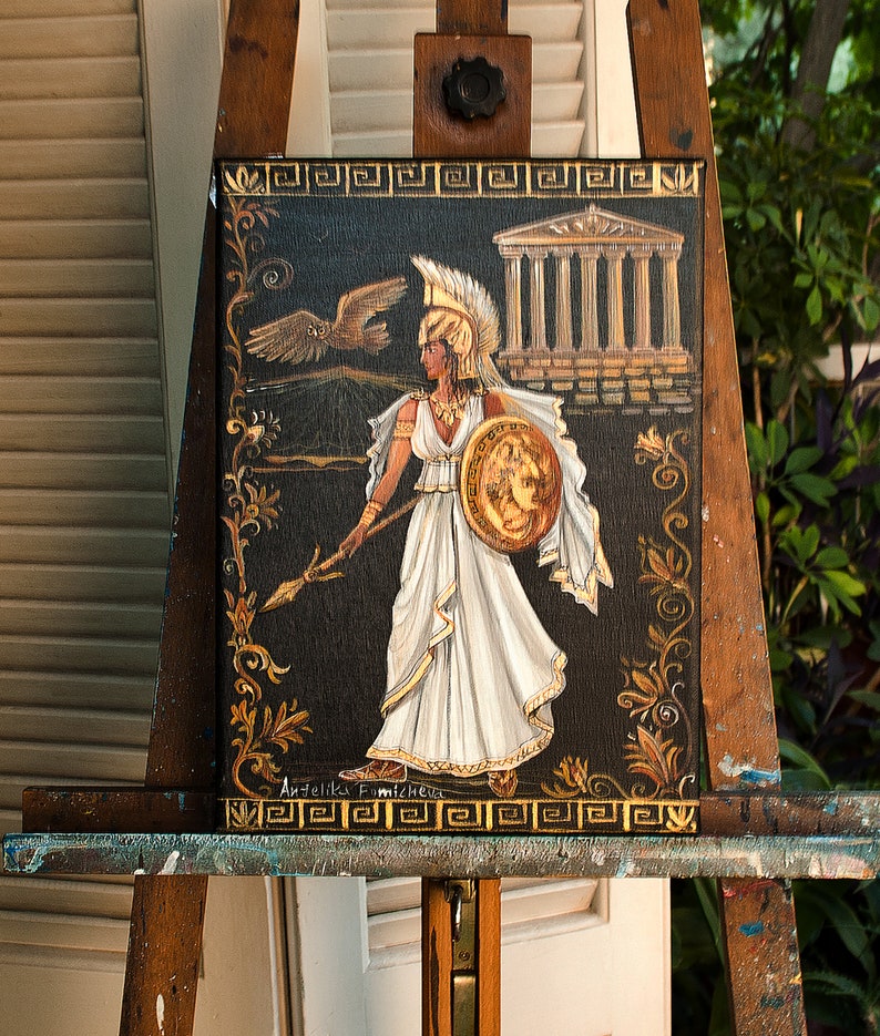 Ancient Goddess Athena Oil Painting on Canvas Greece Mythology Art 10 ...