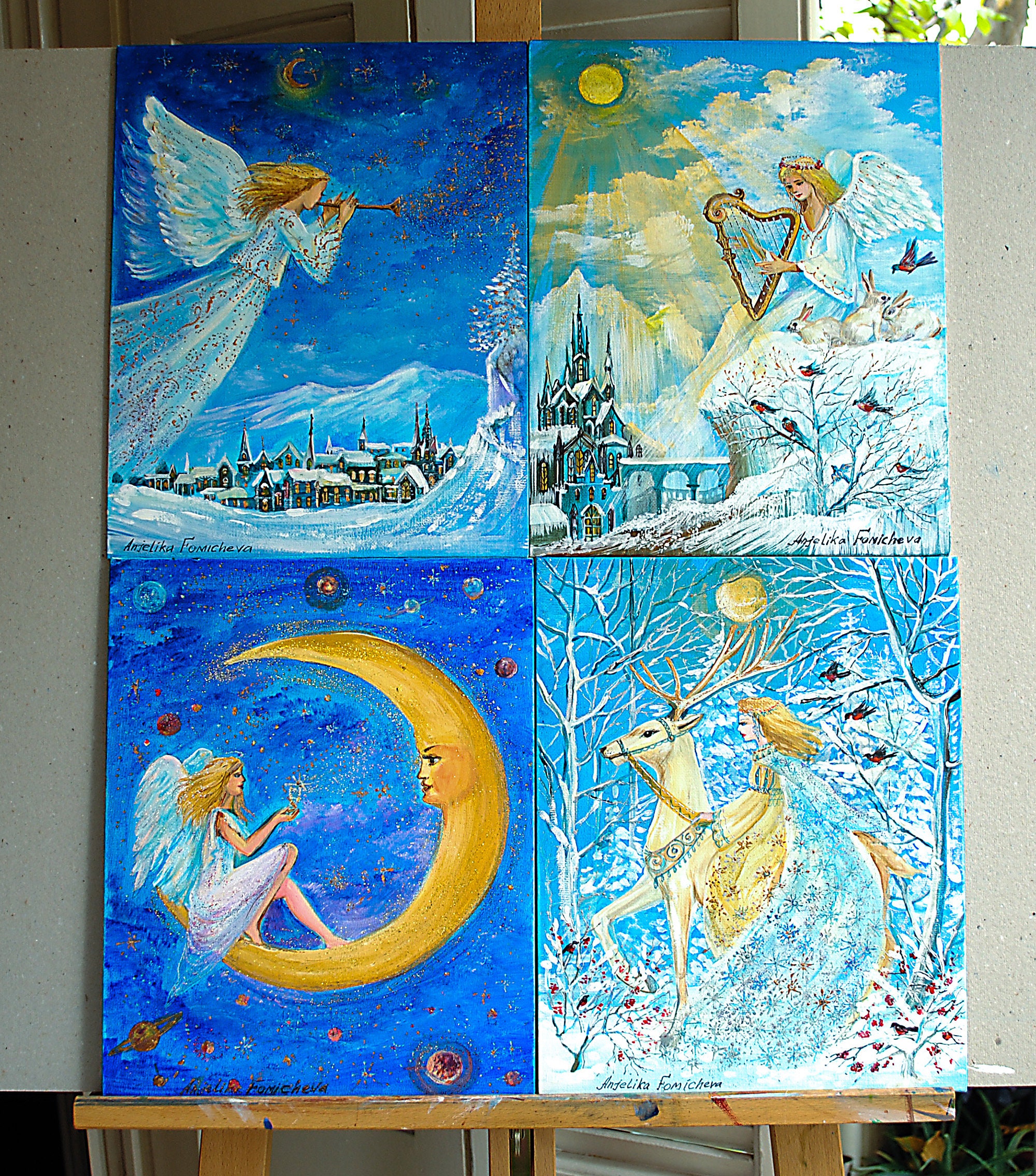 Guardian Angel Wall Art Original Snow Landscape Winter Wonderland Art ...