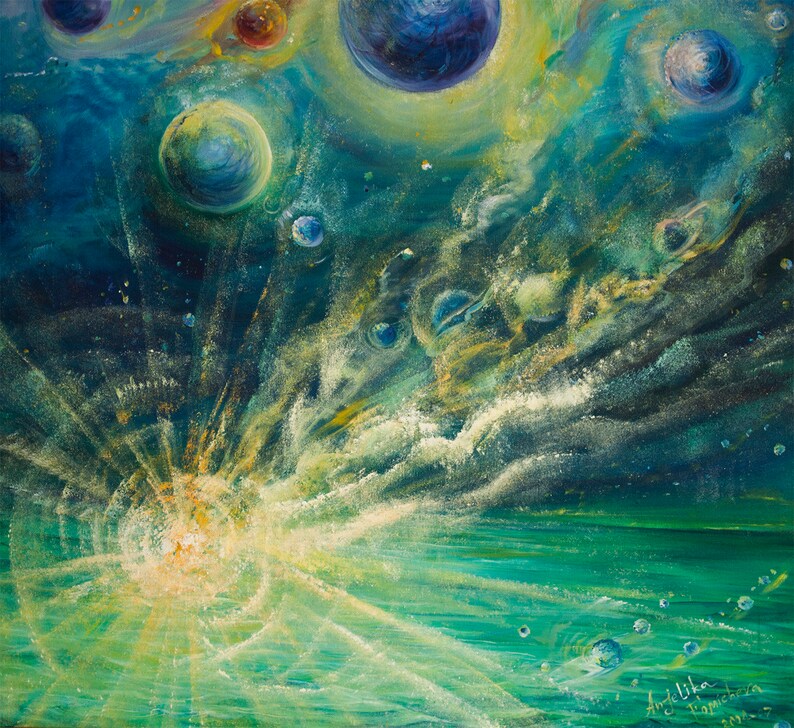 Space Original Oil Painting Shooting Star Art Outer Space Wall - Etsy