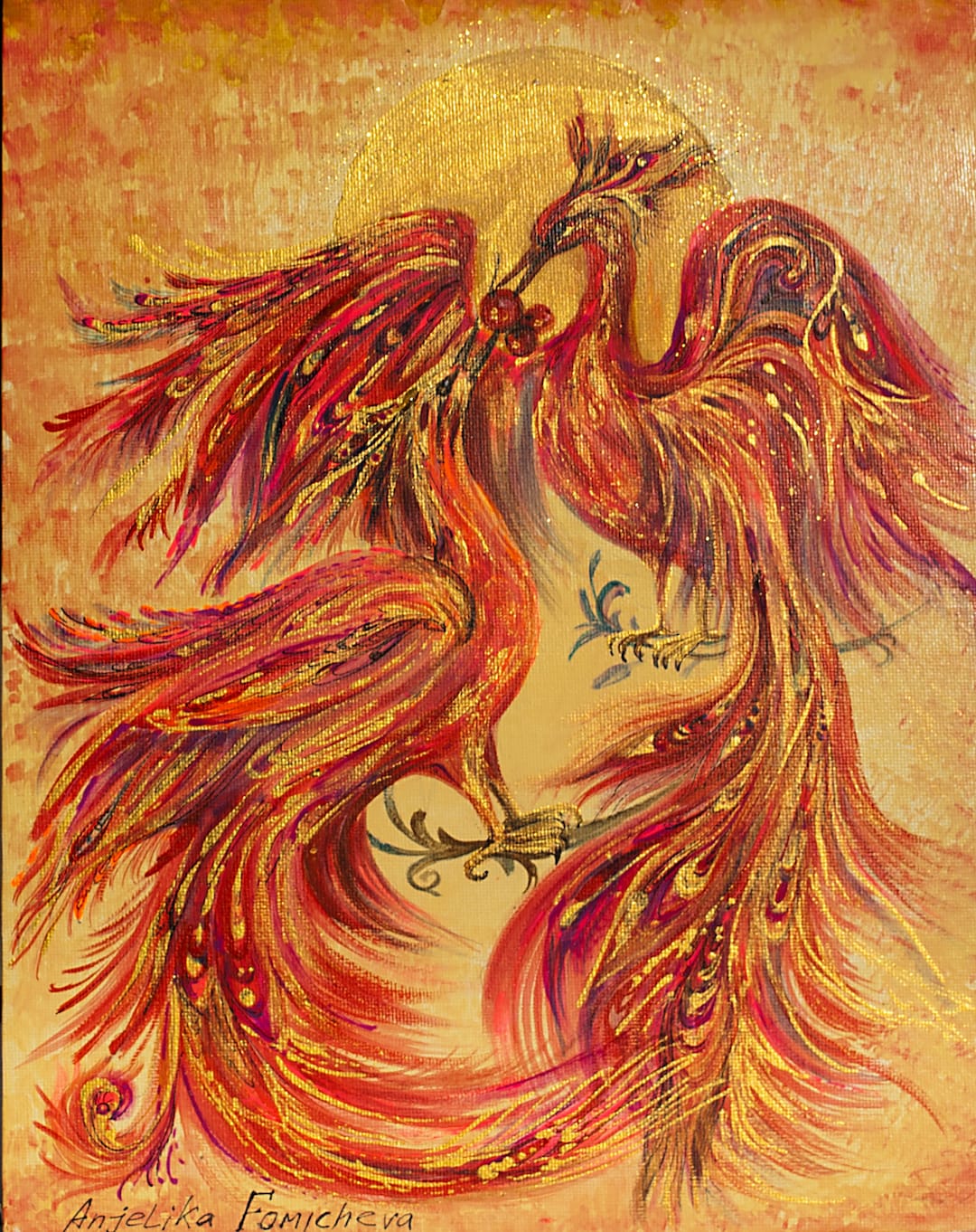 Original Golden Phoenix Art: Birds of Paradise Painting (10-14') - Etsy