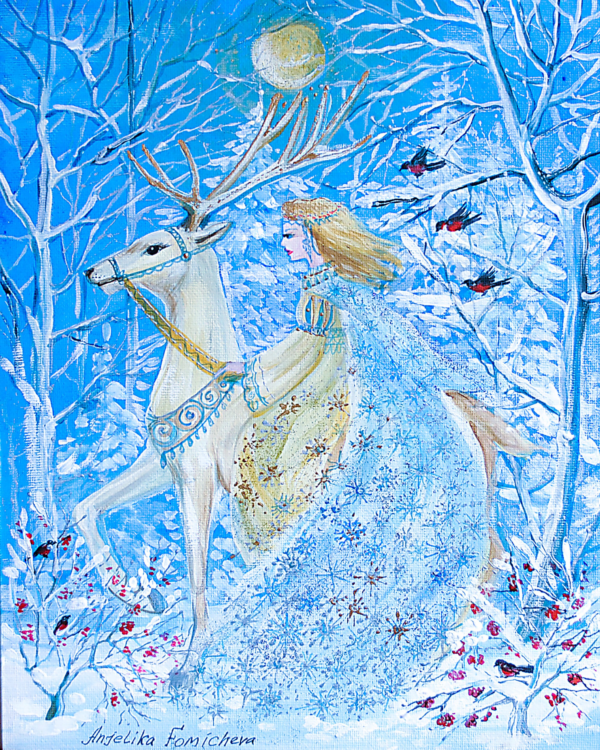 Snow Queen Original Painting Winter Solstise Goddess Art New - Etsy