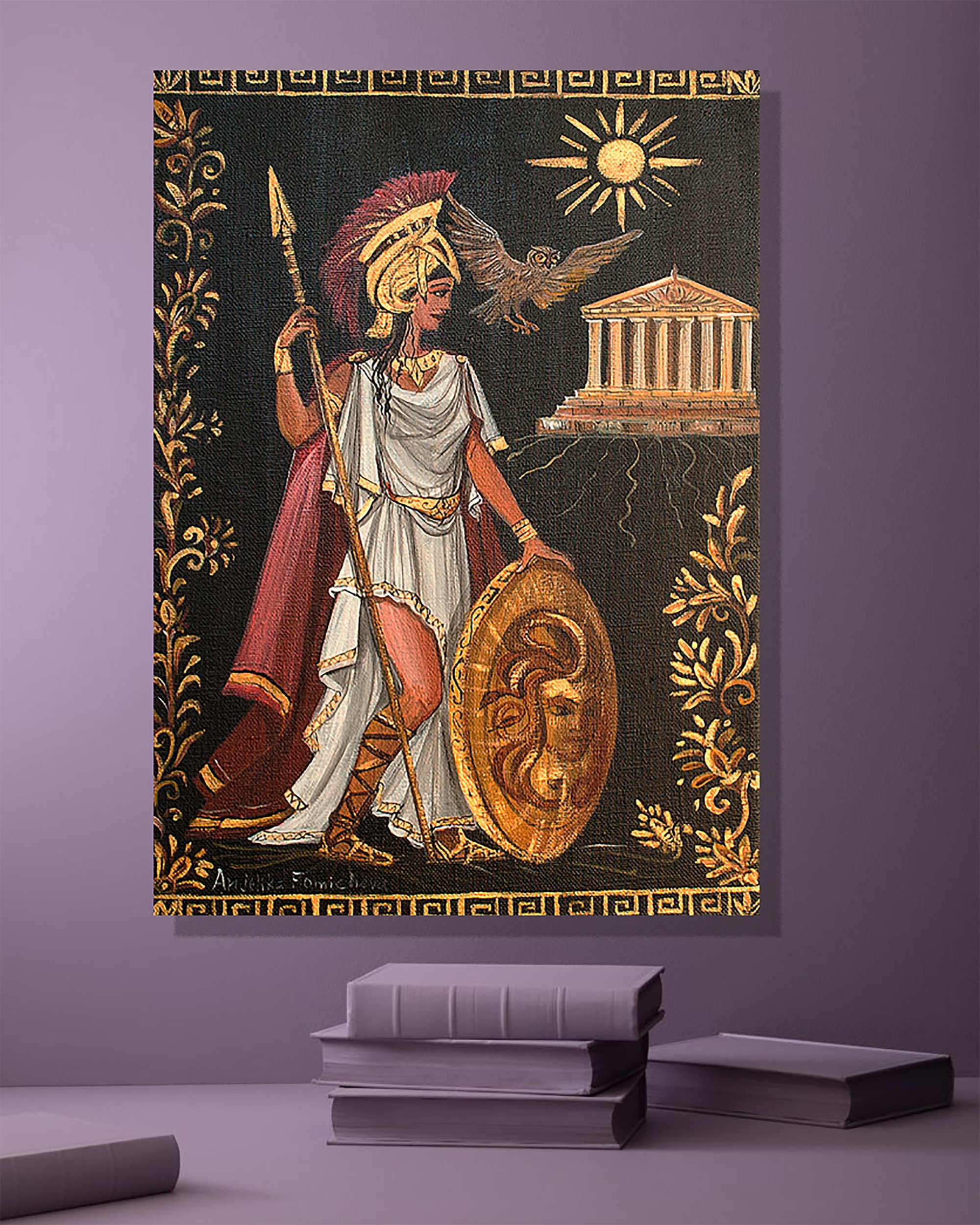 Ancient Goddess Athena Oil Painting on Canvas Greece Mythology Art ...