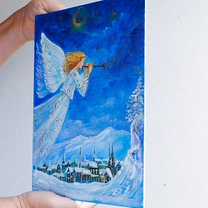 Guardian Angel Wall Art Original Snow Landscape Winter Wonderland Art ...