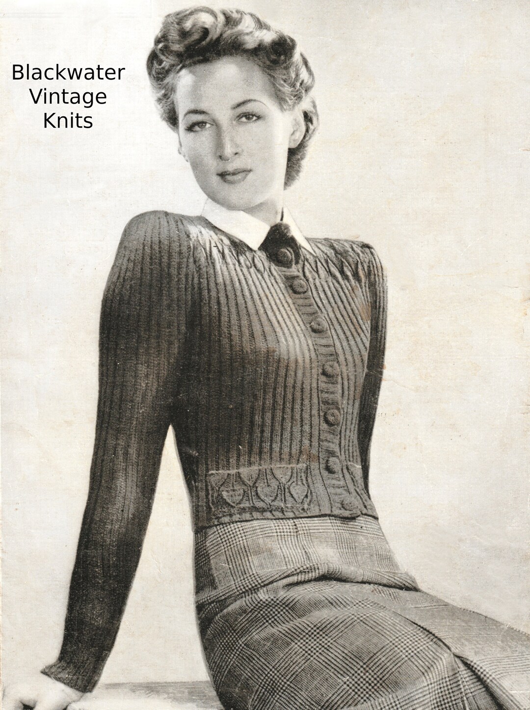 Vintage 1940s Knitting Pattern for a Ladies Ribbed Cardigan - PDF ...