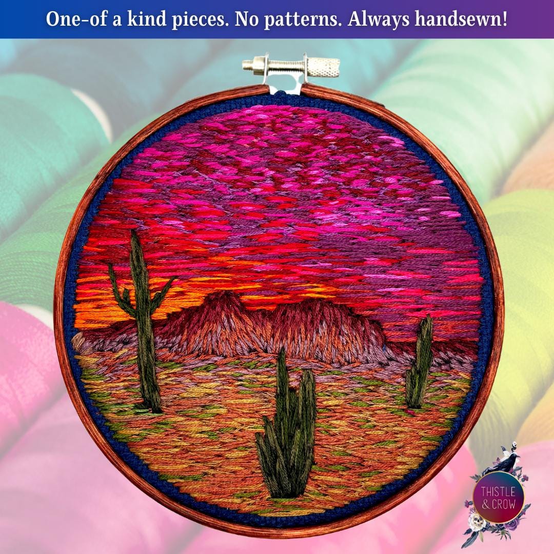 Fiery Sunset in the Desert 6-inch Embroidery, Sunset Art, Desert Art - Etsy