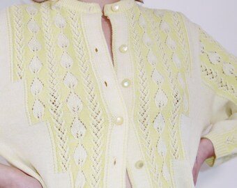 70's Cream Dainty Knit Cardigan Vintage Cottage Core - Etsy