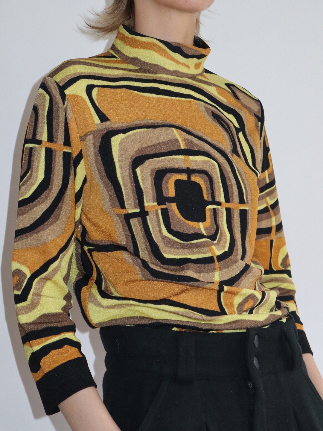 70s Print Vintage Blouse - Etsy