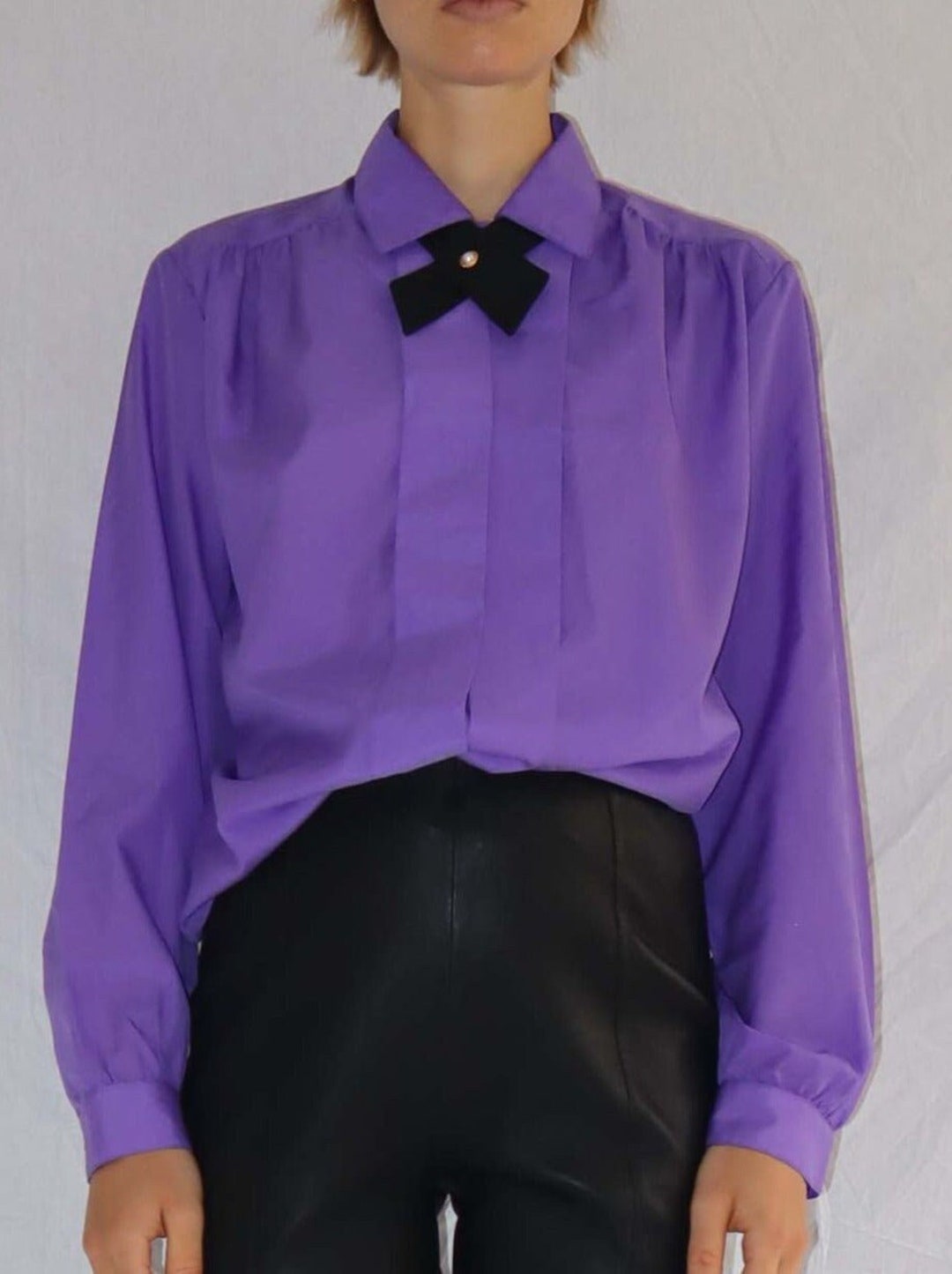 90s Purple Secretary Vintage Blouse - Etsy