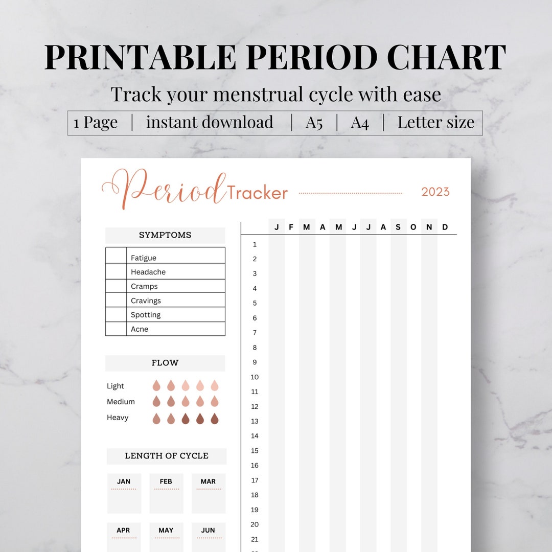 Printable Period Tracker Period Journal Symptom Tracker Ovulation ...