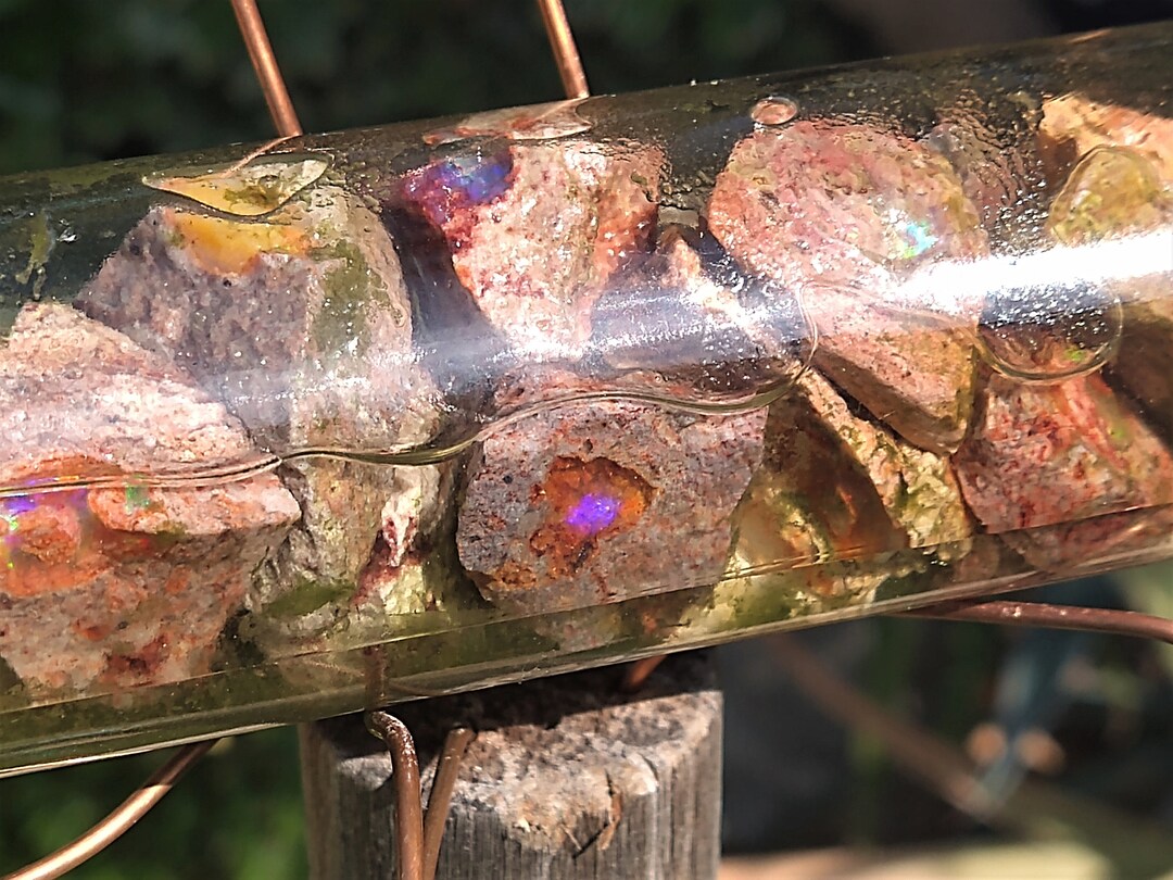 1970's Olive Jar of Mexican Fire Opals. This Jar Has Never Been Opened ...