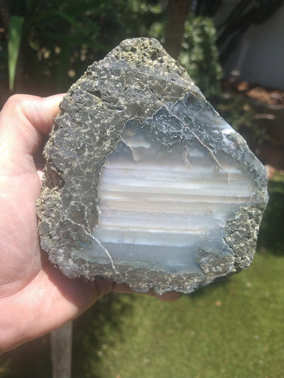 Large Waterline Agate Two Halves With Polished Face - Etsy