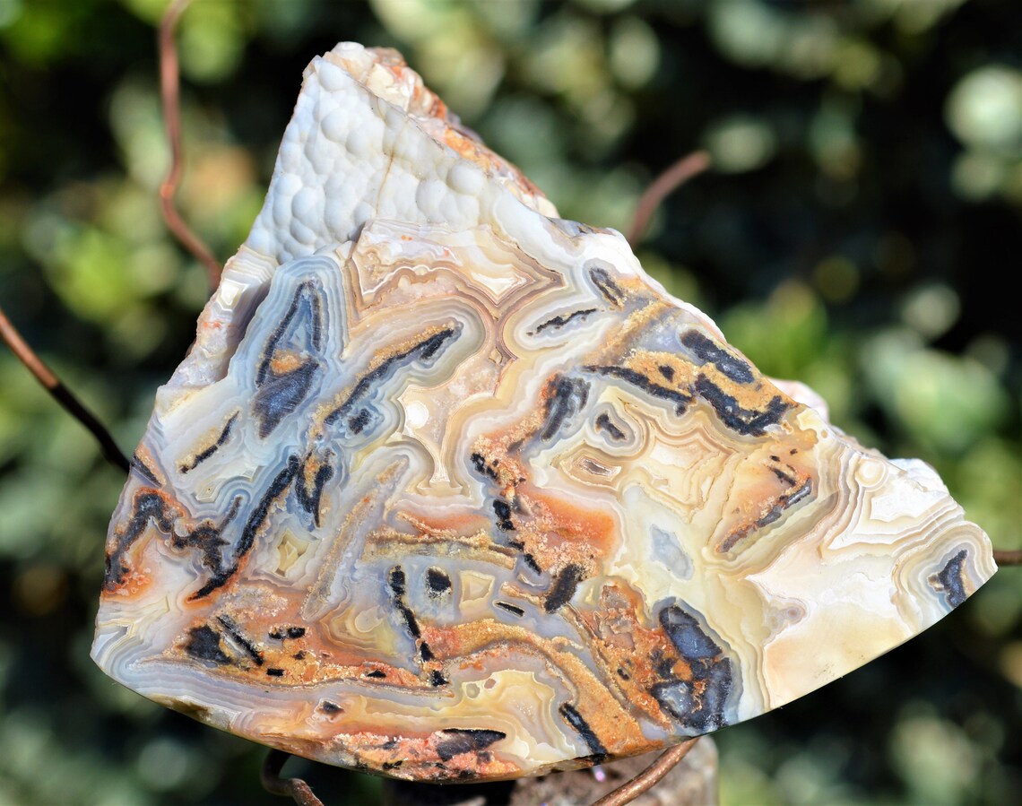 CLA-18-09: Mexican Crazy Lace Agate rough polished face. | Etsy