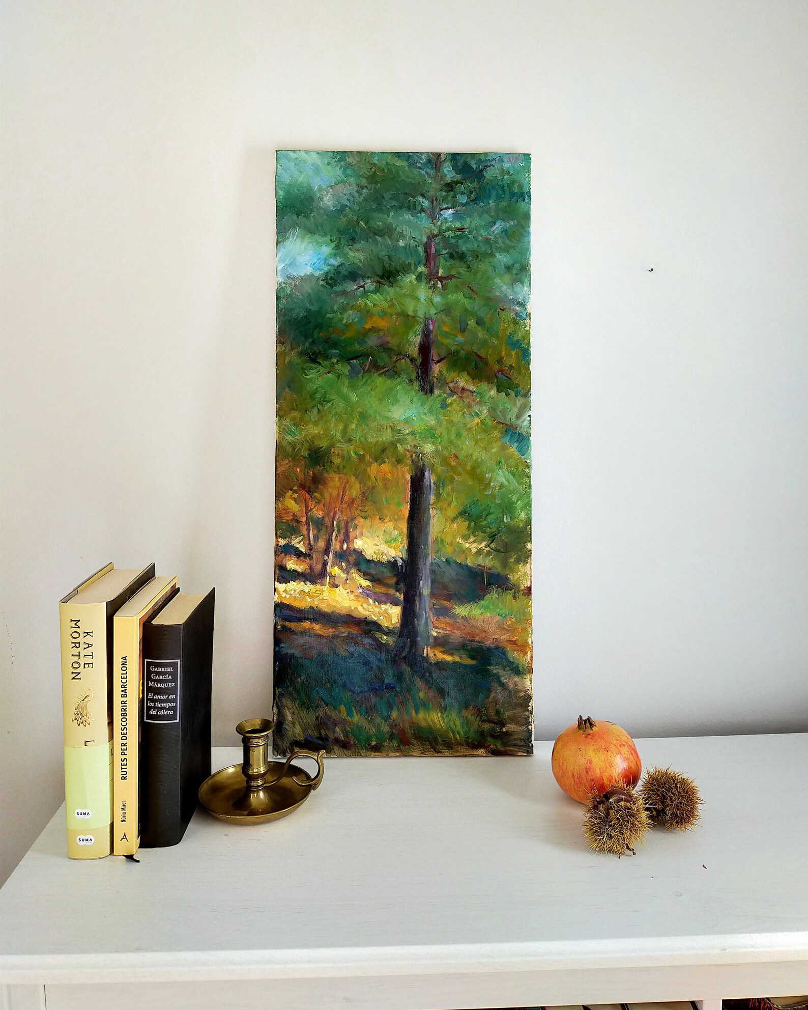 Pine Tree Oil Painting on Canvas, Original Woods Oil Painting, Nature ...