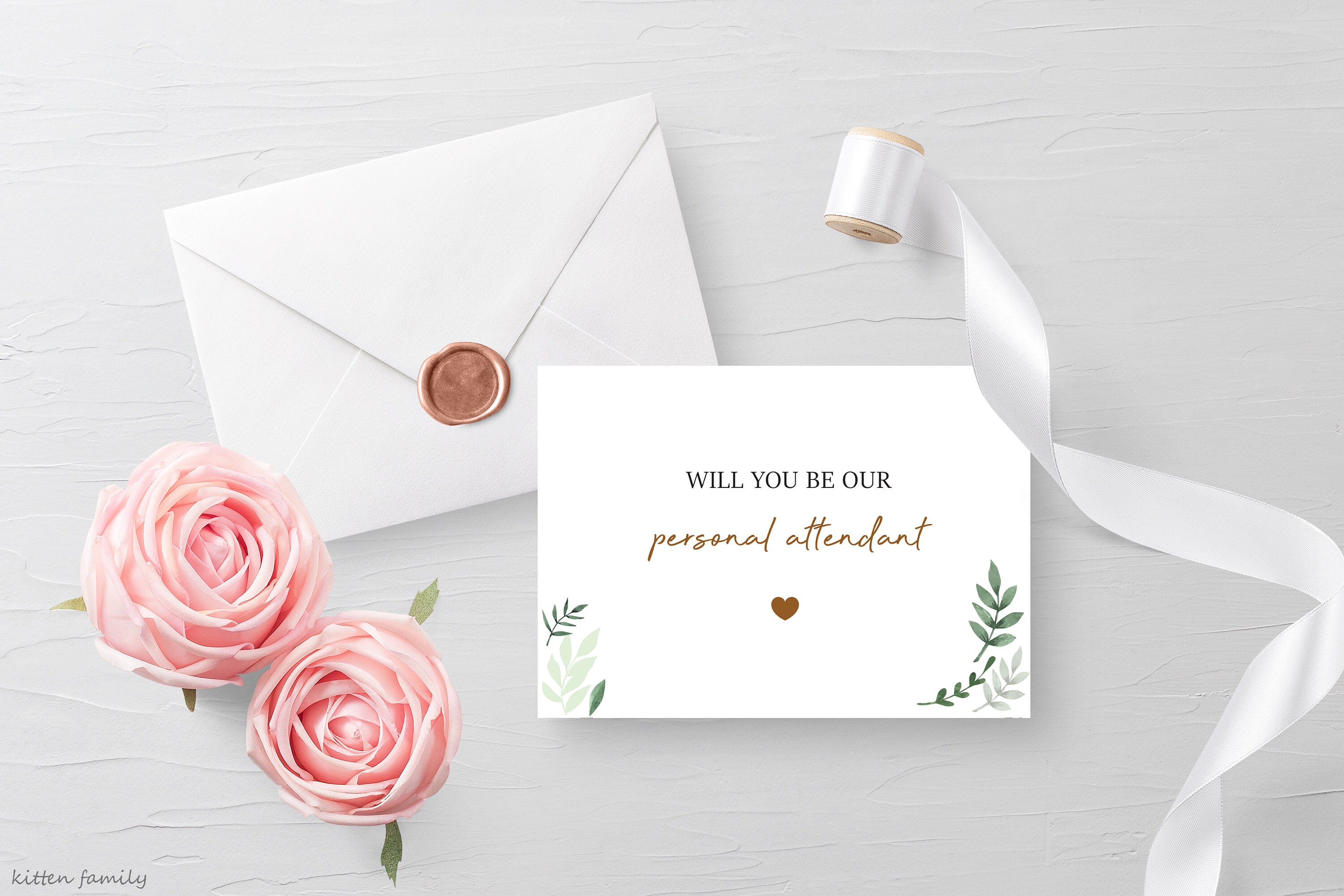 Personal Attendant Card, Will You Be Our Personal Attendant Card, Plant ...