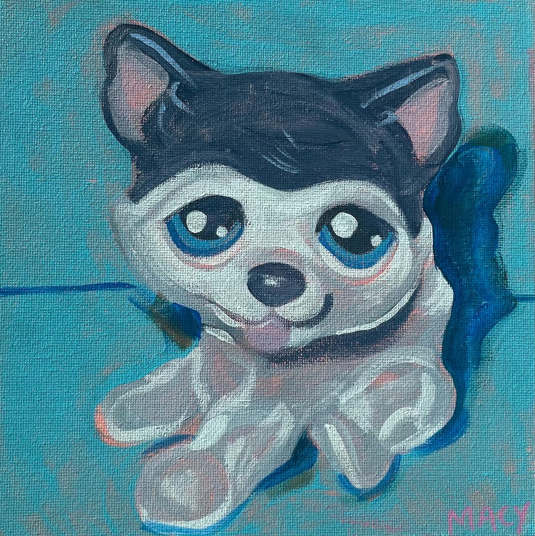 LPS Snowy Husky Painting, Original Acrylic Art (8x8") - Etsy