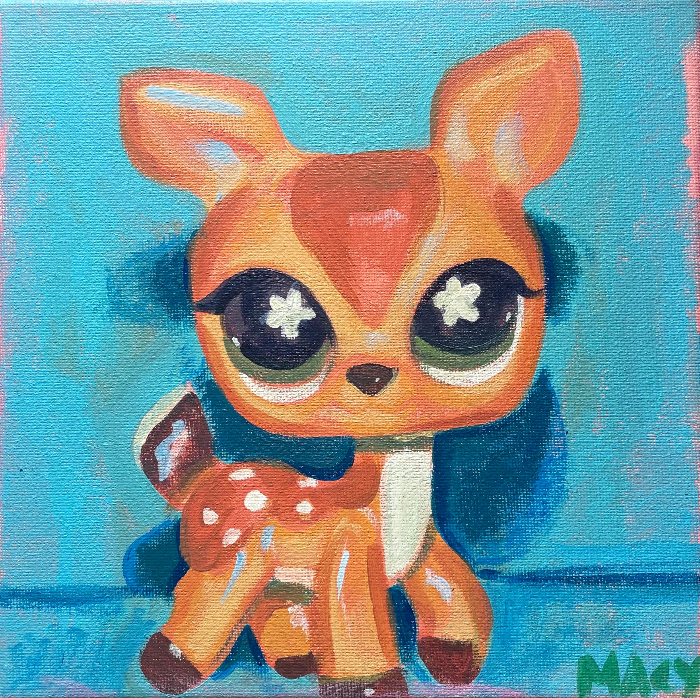 LPS Snowy Deer Painting, Original Acrylic Art (8x8” Canvas) - Etsy