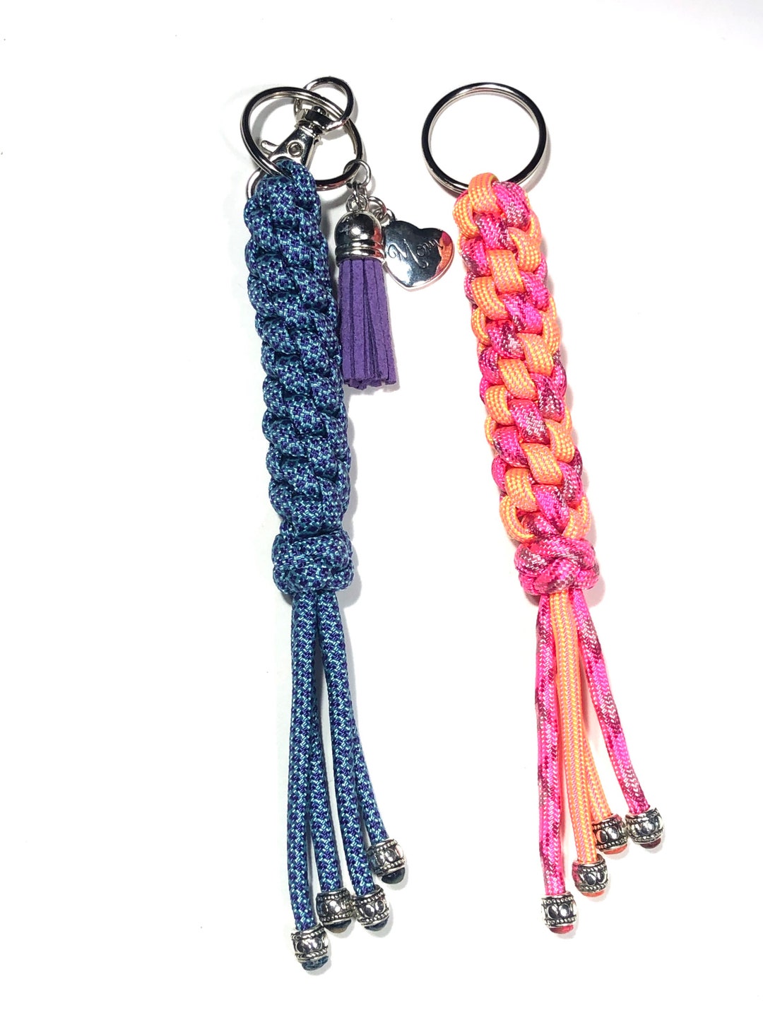 Personalized Paracord 550 Key Fob: Initial Charm & Tassel - Etsy