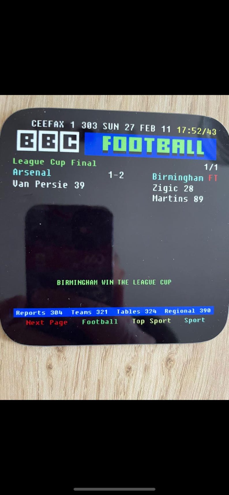 Personalised Retro Ceefax Football Match Result Teletext Coaster - Etsy