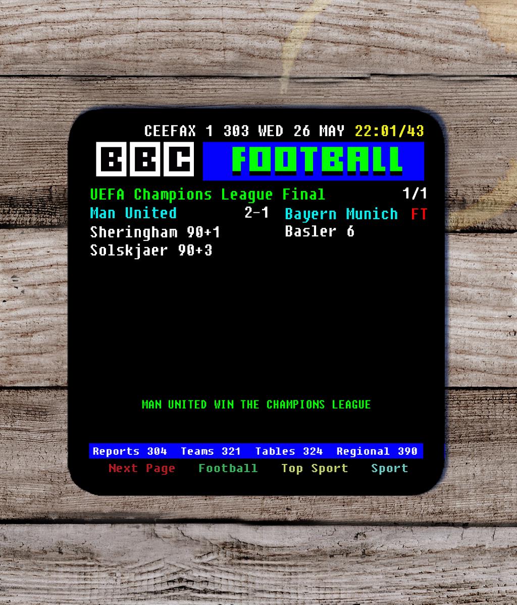 Personalised Retro Ceefax Football Match Result Teletext Coaster - Etsy
