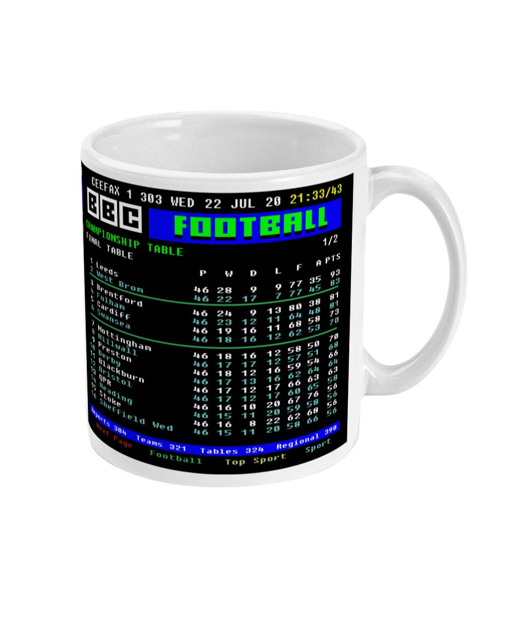 Personalised Retro Ceefax Football Table Teletext Mug | Etsy