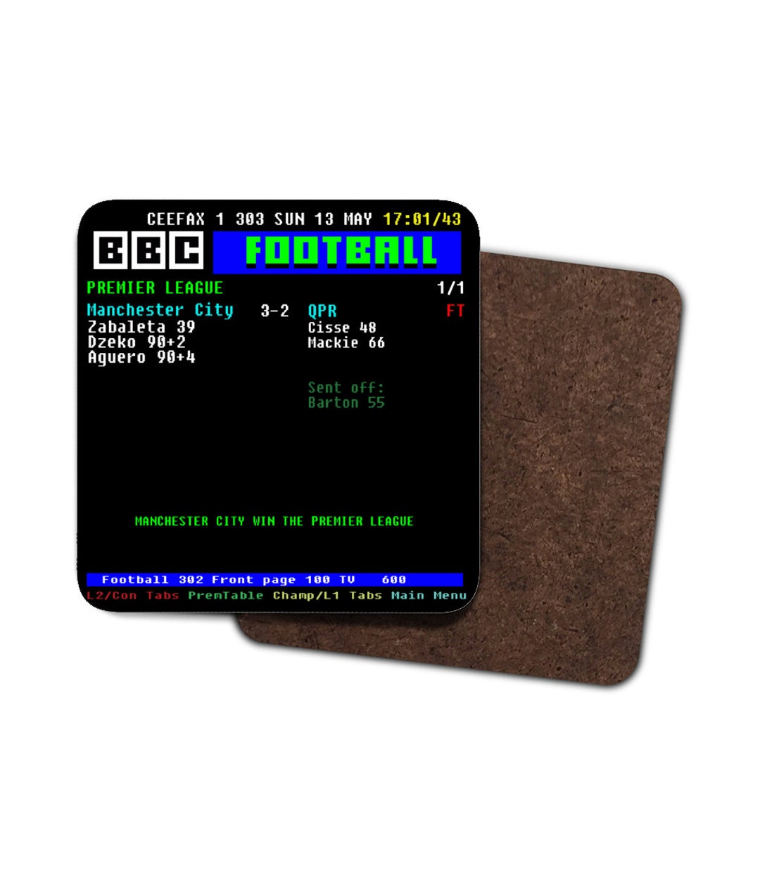 Personalised Retro Ceefax Football Match Result Teletext Coaster - Etsy