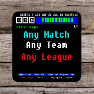 Personalised Retro Ceefax Football Match Result Teletext Coaster - Etsy