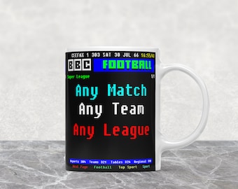 Personalised Retro Ceefax Mug Teletext Sports Coffee / Football Match ...