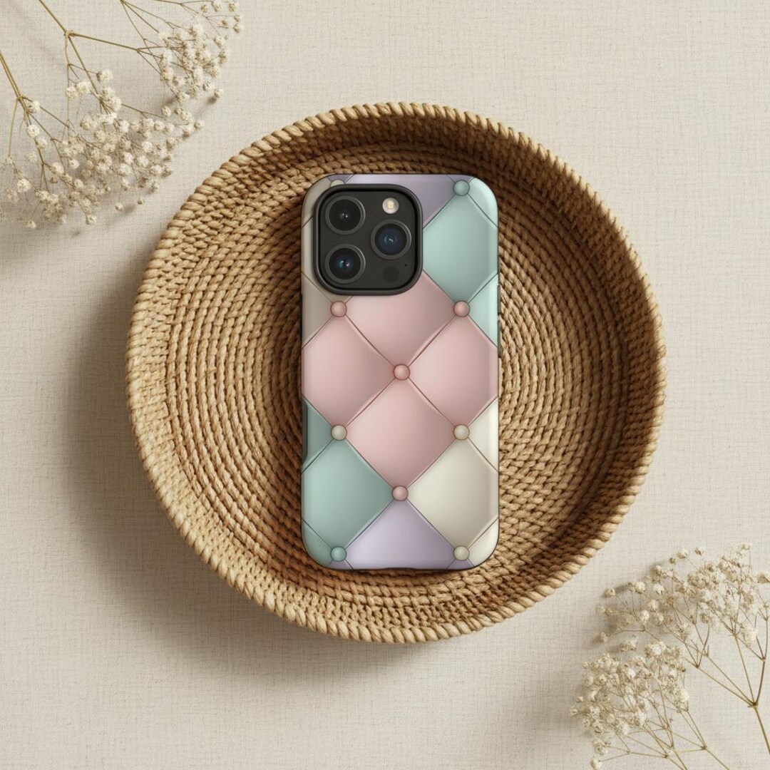 Pastel Puff Flat Print, Pink Green Phone Case for iPhone 17 16 15 • All ...