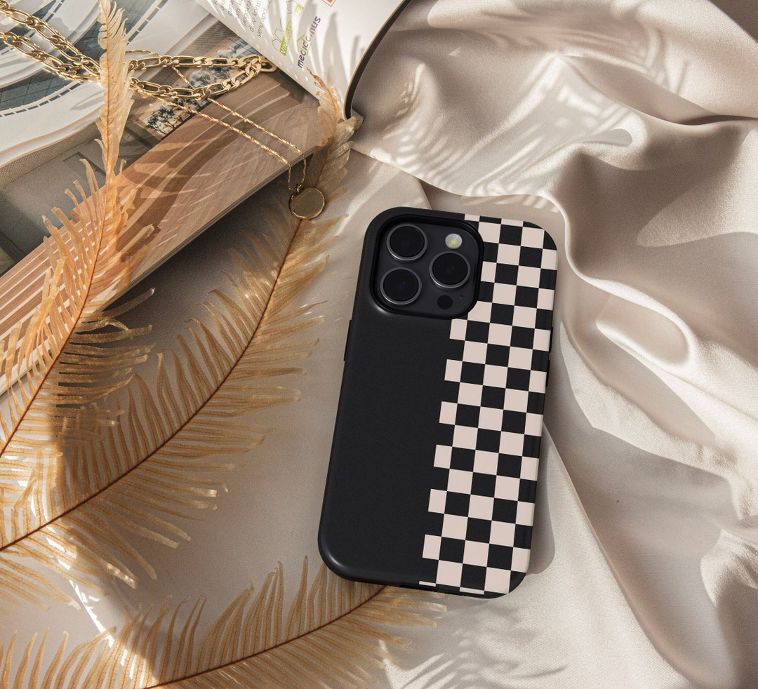 Checkered Plaid Phone Case - Retro Groovy Style for iPhone & S25 S24 ...