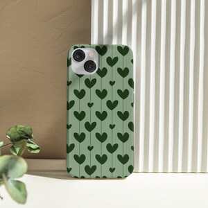 Hearts Hand Drawn Love Dark Green Phone Case for iPhone 17 16 15 • All ...
