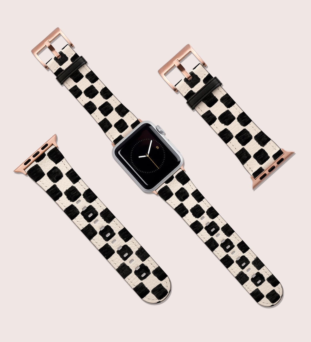 Checkered Black Hand Drawn Retro Band, for Apple Watch, 41mm 40mm 38mm ...