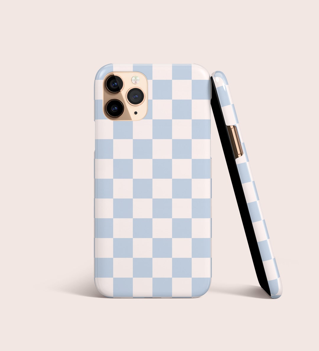 Checkered Pastel Blue Retro Phone Case for iPhone 17 16 15 • All Models ...