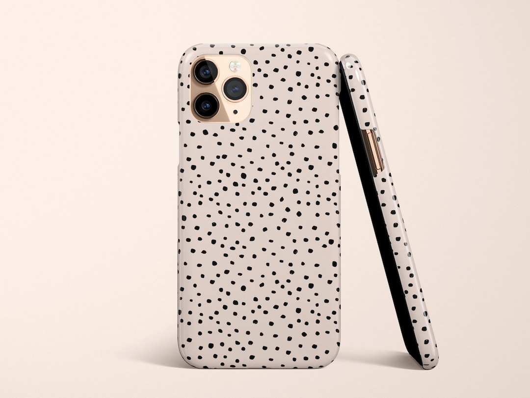Black Small Spots Dots Pastel Pink Phone Case for iPhone 17 16 15 • All ...