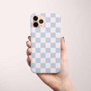 Checkered Pastel Blue Retro Phone Case for iPhone 17 16 15 • All Models ...