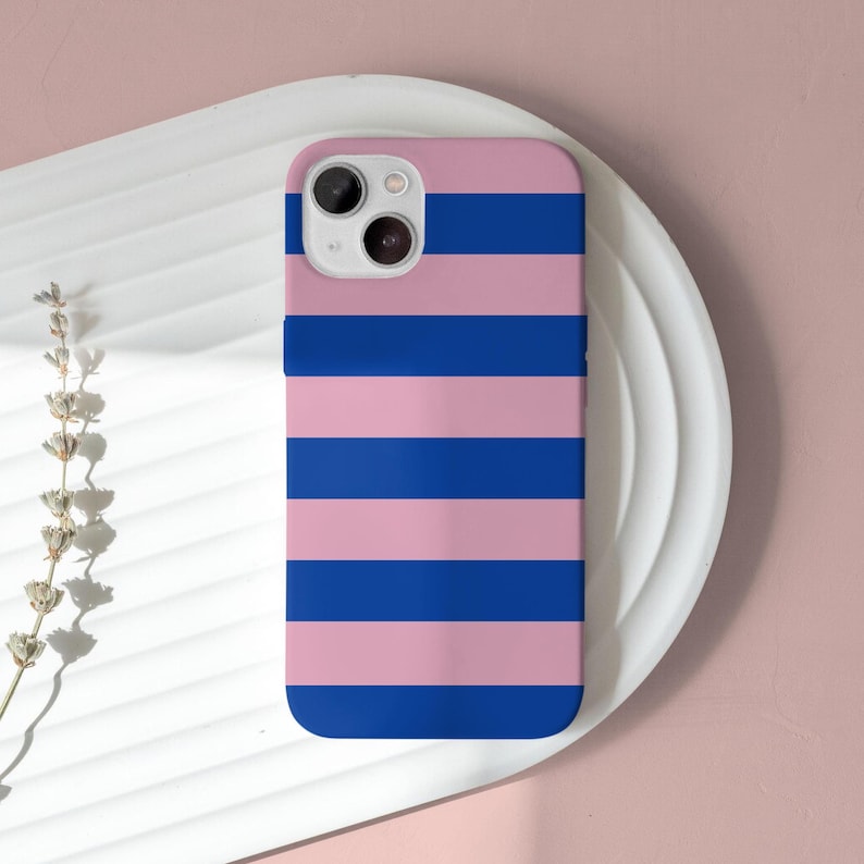 Retro Stripes Pink and Blue Phone Case for iPhone 17 16 15 • All Models ...
