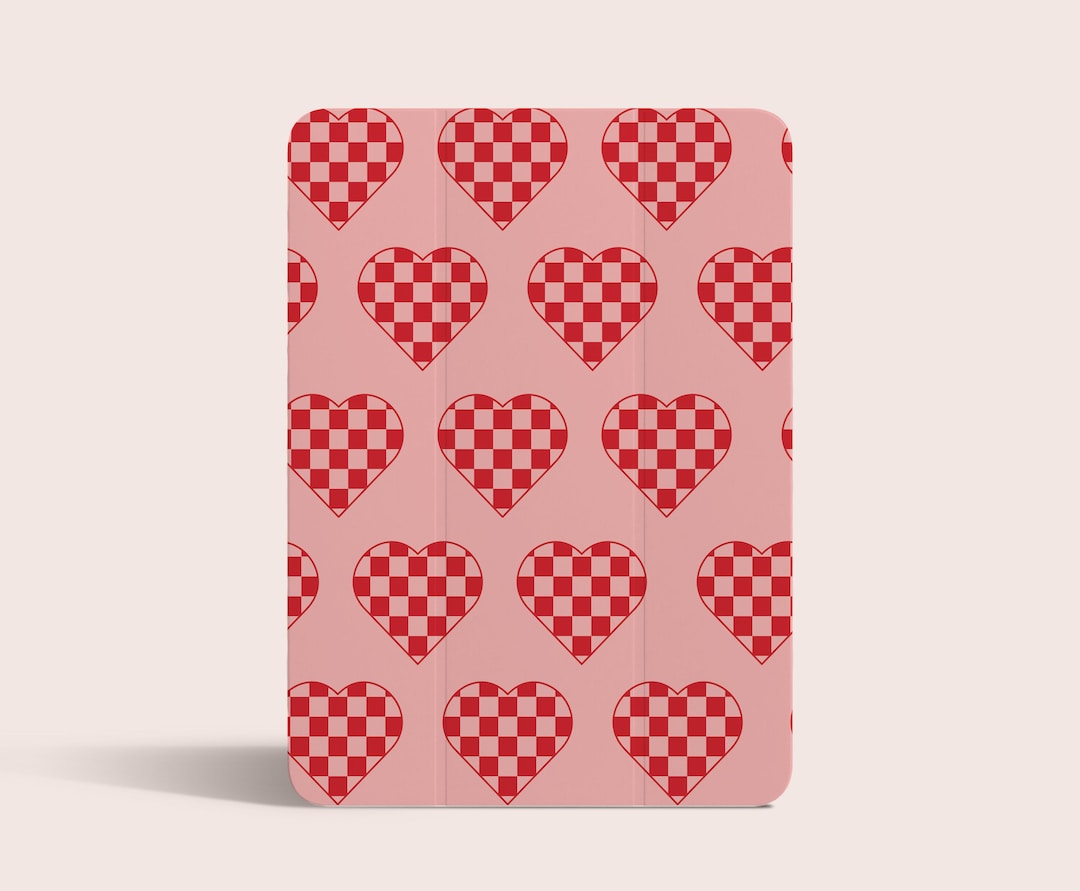 Checkered Hearts Y2K Red Pink Case for iPad Pro 12.9 With Pencil Holder ...