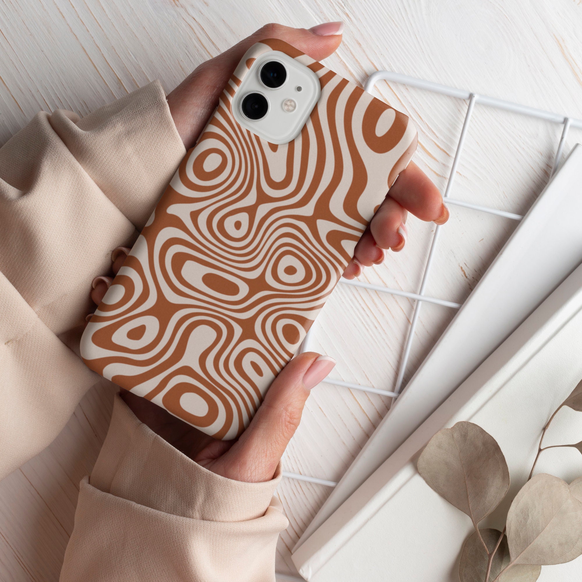 Retro Groovy Swirl Wavy Psychedelic Rust Iphone 14 13 Pro - Etsy