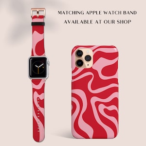 Wavy Abstract Groovy Red Pink Phone Case for iPhone 17 16 15 • All ...