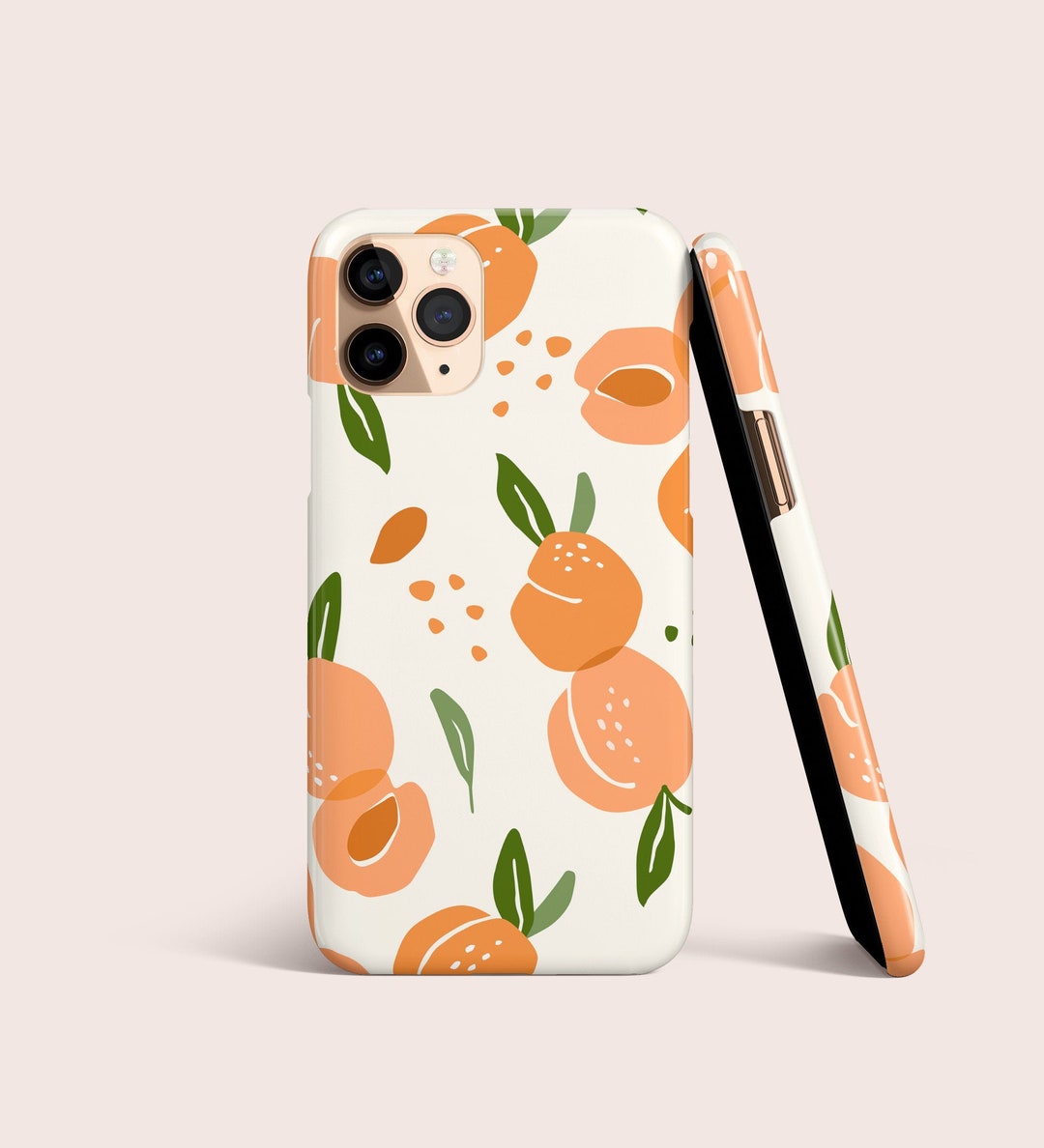 Peaches Pastel Fruit Beige Phone Case for iPhone 16 15 14 13 12 & More ...