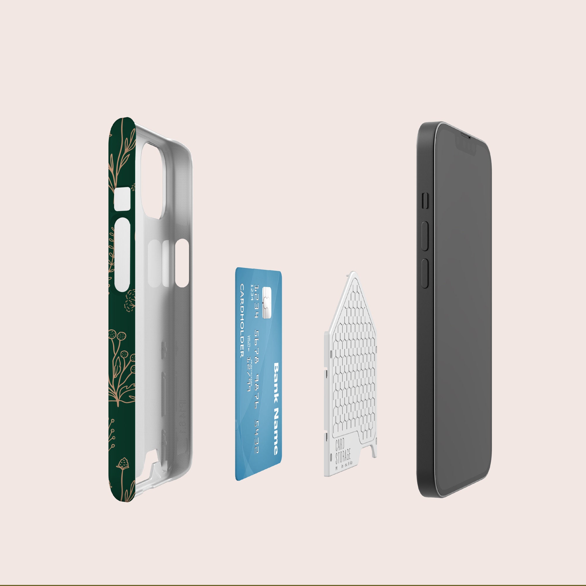 Wildflowers Green Gold Floral Print Card Case Card Slot Case - Etsy