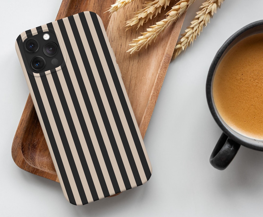 Striped Phone Case: Retro Beige and Black Design (multiple Models) - Etsy