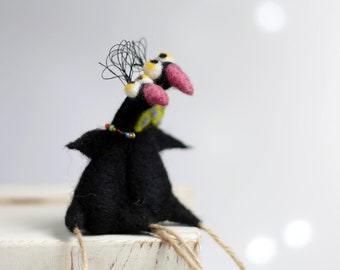 Needle Felted Raven - Etsy