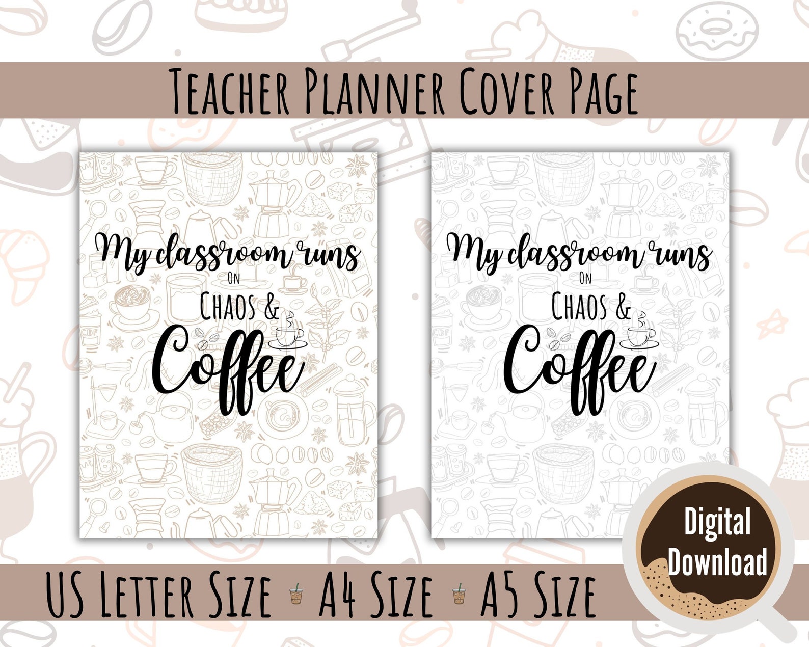 Teacher Planner Cover Page, Teacher Planner, Bullet Journal, Coffee ...