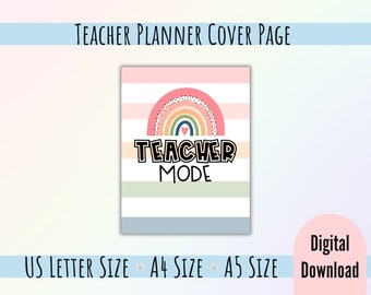 Teacher Planner Cover Page, Teacher Planner, Bullet Journal, Rainbow ...