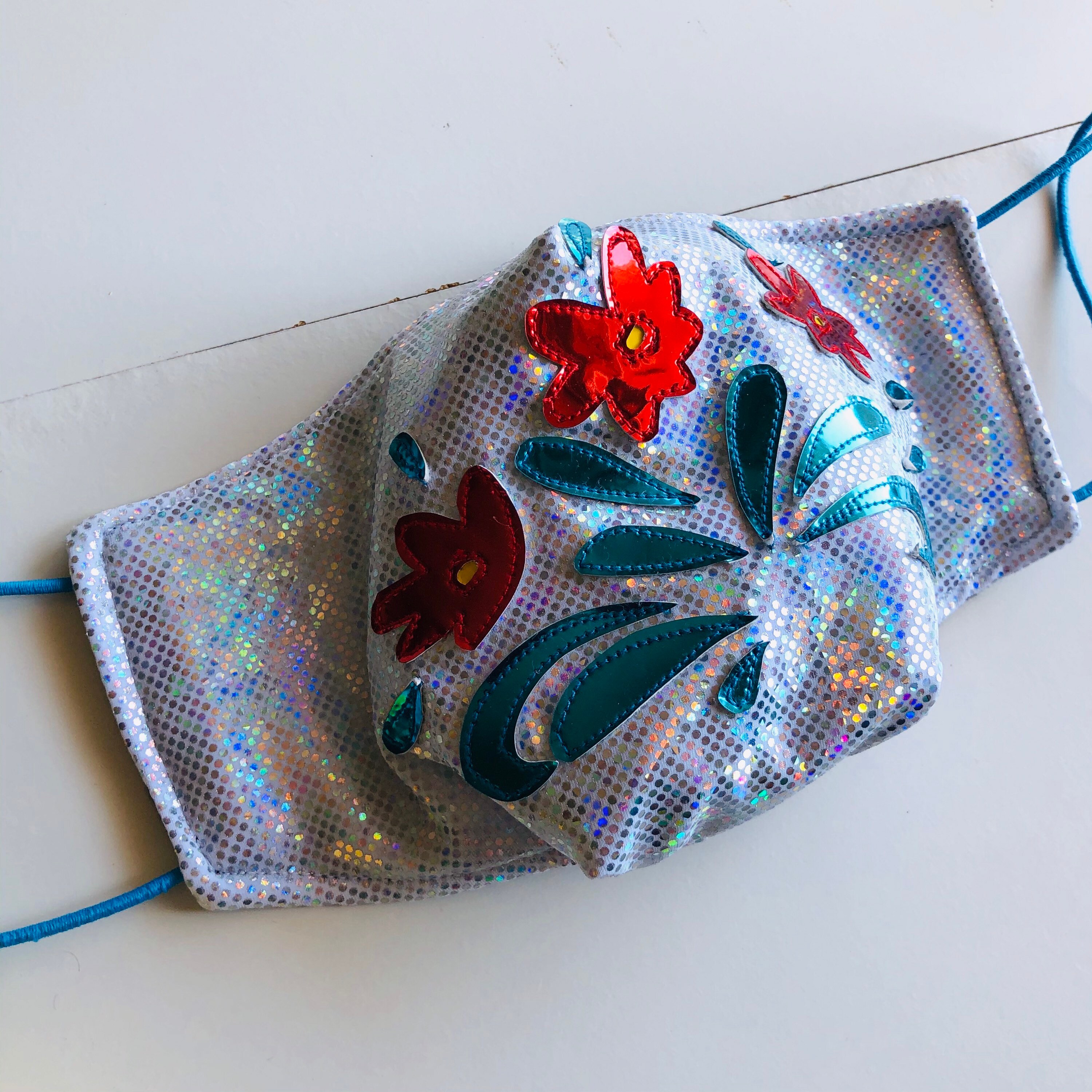 Red Flowers Handmade Face Mask / Wrestling Materials | Etsy