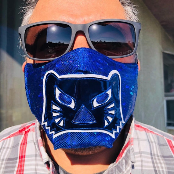 Blue Panther wrestler face Mask / Lucha libre Face Mask | Etsy