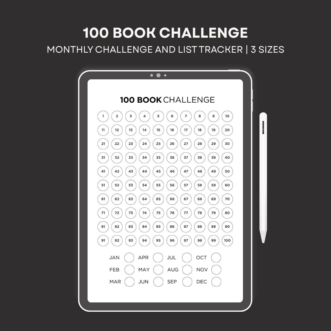 100 Book Reading Challenge Tracker – Minimalist Printable Book List ...