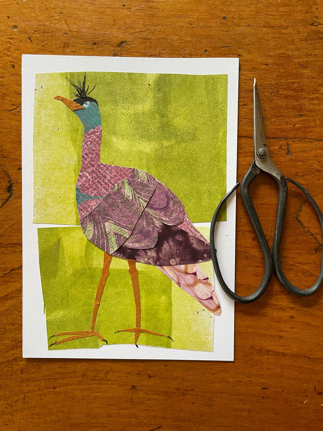 Big Bird Colorful Bird Collage Mixed Media Collage Bold - Etsy