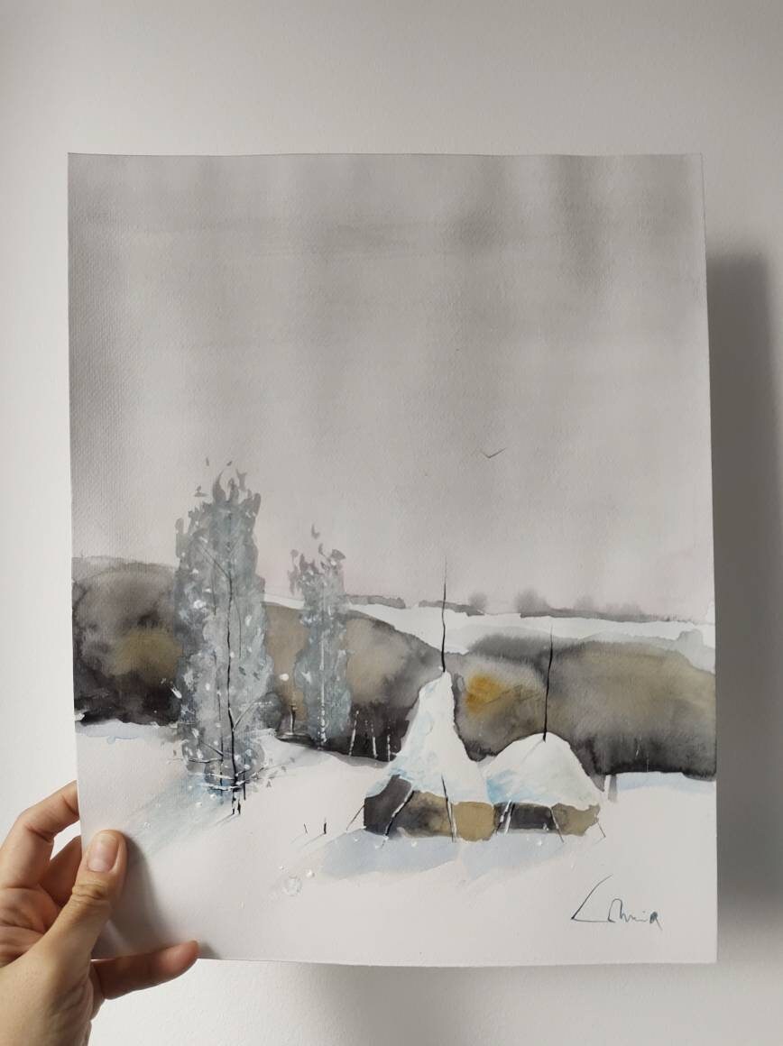 Four Seasons Paintings Set, Spring Summer Autumn Winter Landscape Art ...